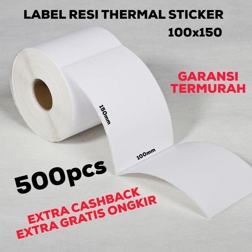 Jual Label Resi Kertas Thermal Label Sticker 100x150 Roll Barcode Size ...