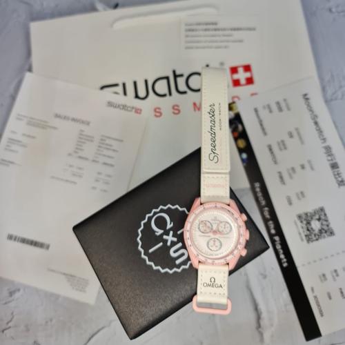 Jual Jam Tangan Swatch mission To The Planet Super Premium - Merah Muda ...
