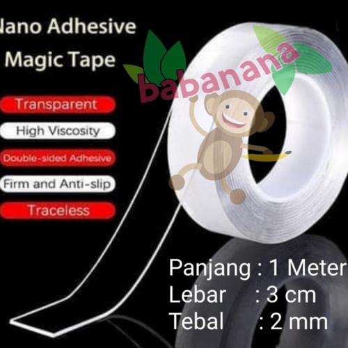 Jual Double tape isolasi bening 3x100cm tebal 2mm dobel tip transparan ...