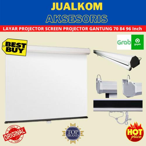Jual LAYAR PROJECTOR SCREEN PROJECTOR GANTUNG 70 84 96 Inch - Wall 96 ...