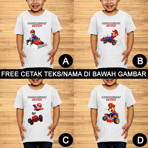 Jual Super Mario Kart Mario Bros Baju Kaos Anak dan Balita Custom Teks/Nama - 3, G - Jakarta ...