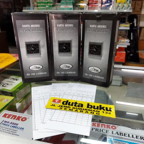 Jual Kartu Absen / Kertas Absensi Fox Mesin Amano Isi 100 Lembar - Kota ...