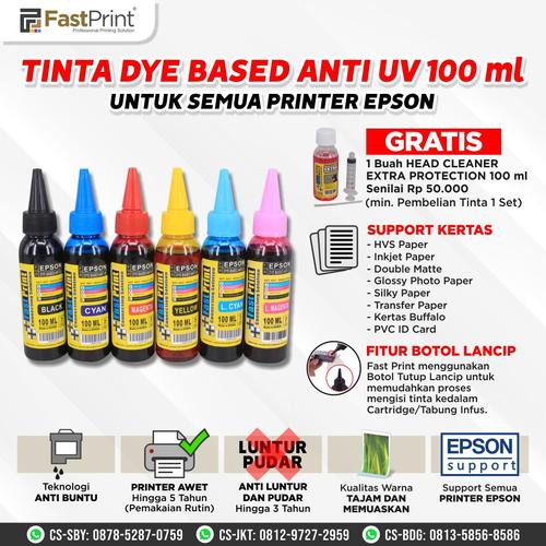 Jual Fast Print Tinta Refill Dye Based Anti UV Printer Epson 100ML ...