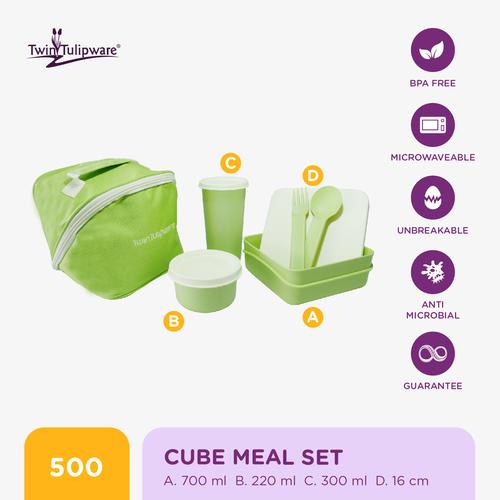 Jual Lunch Box Set Twin Tulipware Cube Meal Set - Golden Lady - Kota ...