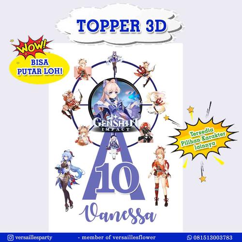 Jual cake Topper Putar Genshin Impact / Topper 3D Bianglala Genshin ...