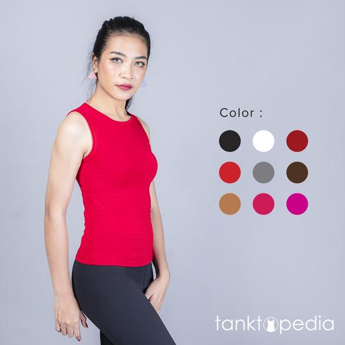 Jual Obral Basic Tanktop Tank Top Tali Lebar U-Neck Bahan Tebal - Merah ...