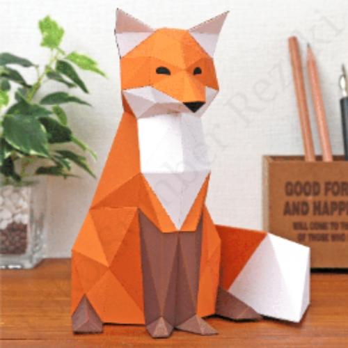 Jual Serigala Figure Patung Boneka Papercraft Polygon Paper Craft Fox ...