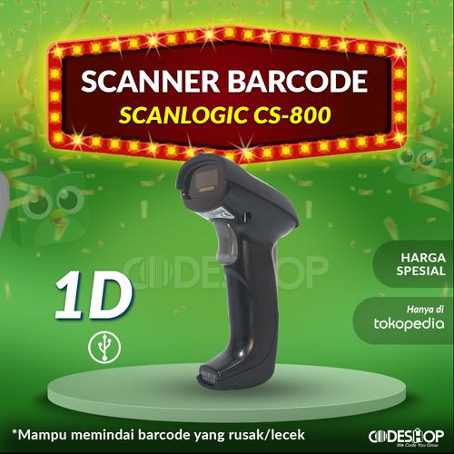 Jual Scanner Barcode Scanlogic CS-800+ Scanner 1D USB 2 Meter Tahan ...