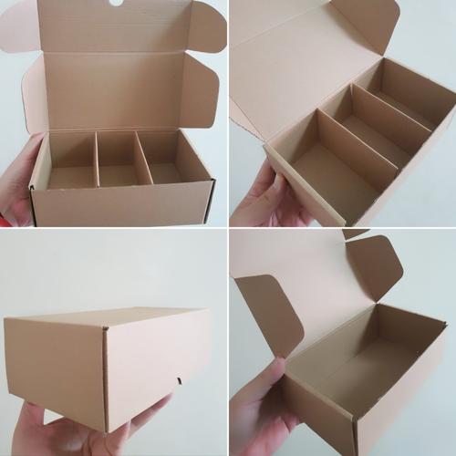 Jual Box Corrugated eflute Coklat Polos Dus Snack Sekat 3 Ukuran ...