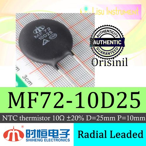Jual MF72 10D25 Power NTC Thermistor Radial Leaded D=25mm P=10mm - Kota ...
