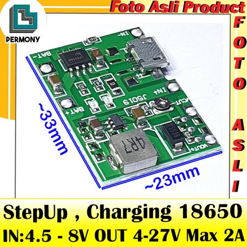 Jual TP4056 2A 18650 Step Up Charger 3.7V 4.2V 27V Module PowerBank ...