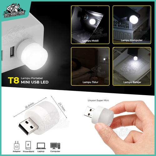 Promo Lampu USB LED T8 Mini Portable Lid Ukuran Kecil Bulat Bolam let ...