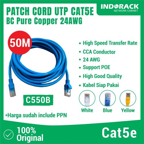 Jual KABEL LAN 50M PATCH CORD UTP 50Meter Lengkap RJ45 Cat5 - Biru ...