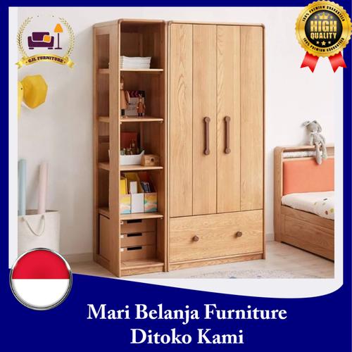 Jual Lemari Pakaian Almari Baju Anak 2 Pintu Rak Buku Kayu Jati ...