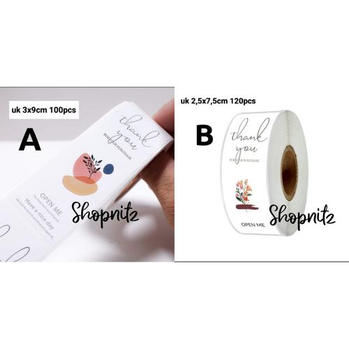 Jual Stiker Label Thank You Sticker Persegi Panjang OPEN ME Putih Kotak ...