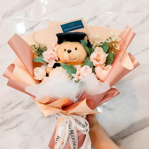 Jual buket wisuda boneka graduation bouquet artificial - Biru Muda ...