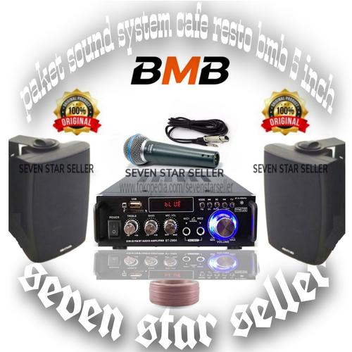 Jual paket sound system cafe resto indoor BMB 2 speaker mic kabel ...