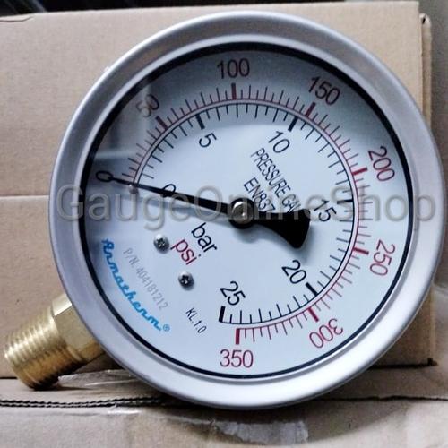 Jual Pressure Gauge Model Raket 4" (100 mm) x 25 Bar SS Brass Armatherm - Jakarta Barat ...