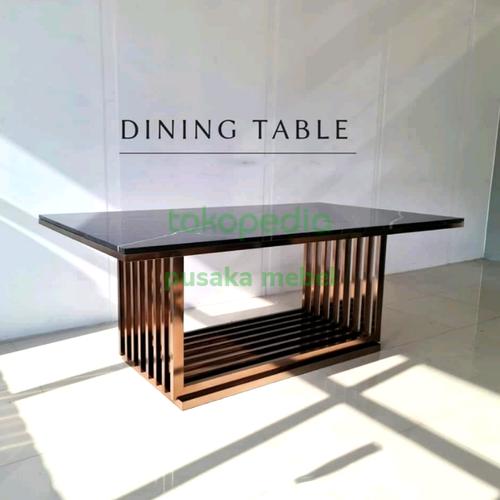 Jual dining table top marmer stainless, meja makan marmer, meja ...