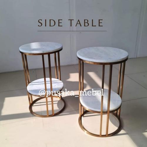 Jual side table marmer besi stainless, meja sudut marmer besi, meja ...