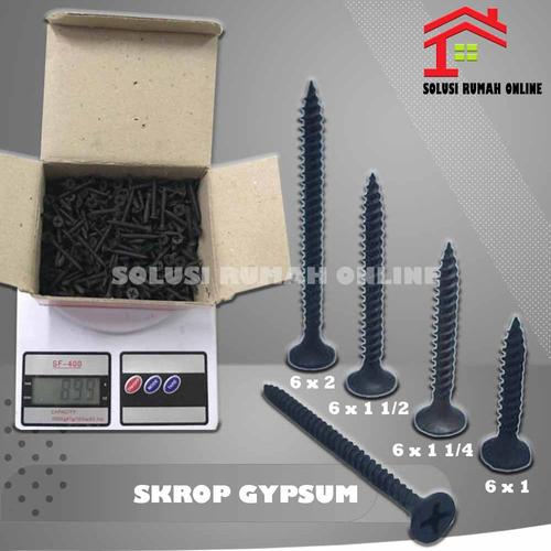 Jual Skrup Gypsum Baja Hitam 6 x 1 – 2 (50pcs) / Baut Sekrup Kayu - 6x2 ...