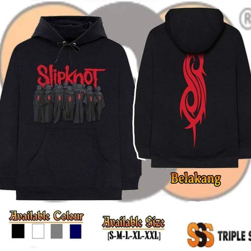 Jual HOODIE JUMPER SLIPKNOT BAND LOGO SABLON DEPAN BELAKANG - HITAM, S ...