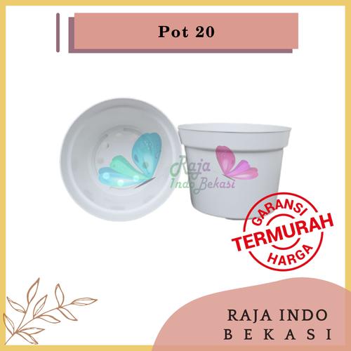 Jual Pot Bunga 20cm PUTIH polos Pot Plastik 20 cm Bibit Bunga PUTIH ...