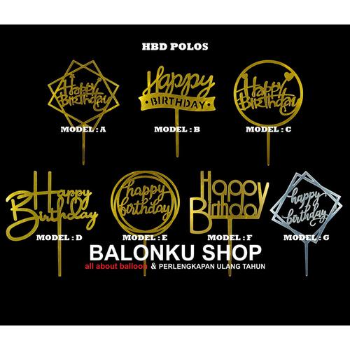 Jual Cake Topper / Topper Kue Ulang Tahun / Hiasan Kue - HBD POLOS, H ...