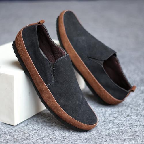 Jual Sepatu Slop Slip On Pria Hitam Casual Terbaru Cevany Mario Kulit ...