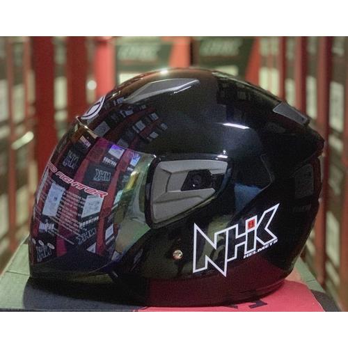 Jual Helm NHK R7 Solid Black Glossy Half Face Single Visor - M ...