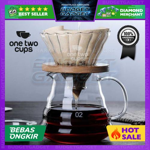 Jual One Two Cups Kaca Filter Penyaring Kopi V60 Glass Wooden Bracket SE102 - Jakarta Barat ...