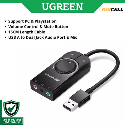 Jual UGREEN AUDIO USB SOUNDCARD EXTERNAL Volume Control & Mute Button ...