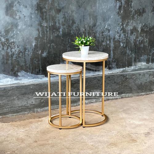 Jual Meja Sudut Marmer Kaki Besi Gold Meja Pojok Marmer Side table ...