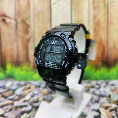 Jual Q&Q QnQ QQ Digital Jam Tangan Karet Wanita Hitam M153J002Y ...