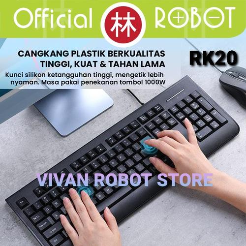 Jual ROBOT RK20 Keyboard Berkabel Mini Office Wired Ultra-Thin Kabel 1 ...