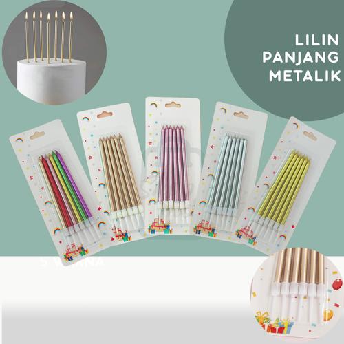 Jual Lilin Ulang Tahun Panjang Metalik Gold/Silver/Mixcolor isi 6 pcs ...