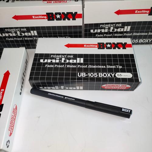 Jual pulpen boxy uni ball UB-105 BOXY 0,5 BALL PIGMENT INK water proof ...