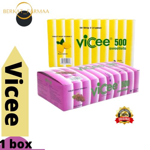 Jual VICEE 500 vitamin c tablet hisap 1 box isi 100 tablet vitamin c ...