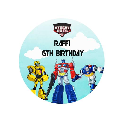 Jual custom birthday sticker tema transformer transformers - 5cm - Kab ...