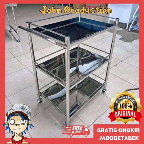 Jual Trolley Instrumen 3 Rak / Meja Troli Instrumen Rumah Sakit ...