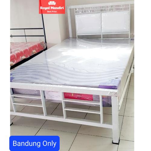 Jual Ranjang Besi dengan Sandaran Jok Kain Belum Termasuk Kasur - Hitam ...