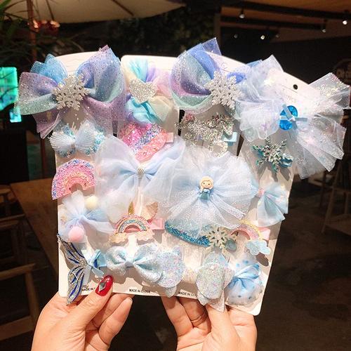 Jual Jepitan Rambut anak perempuan Frozen Elsa set biru pony pink ...