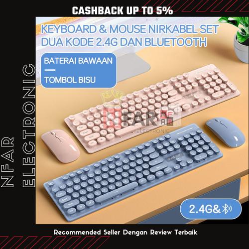 Jual Paket Keyboard Mouse Wireless Bluetooth 2.4ghz Silent Click Pink ...