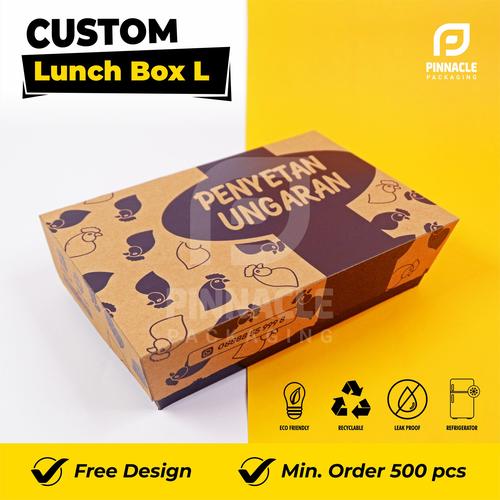 Jual Custom Paper Lunch Box Bahan Kraft - Size L - Free Design - Kota ...