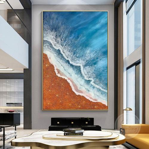 Jual lukisan beach blue ocean panel - tanpa frame, 60x80 - Kab. Bandung ...