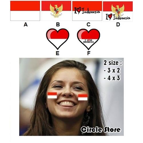 Jual Stiker Muka Pipi Hati Love Bendera Merah Putih Edisi Spesial 4x3 ...