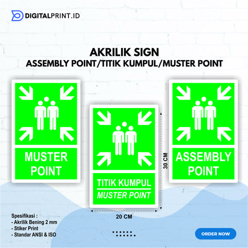 Jual Akrilik Sign Titik Kumpul, Assembly Point, Muster Point Standar ...