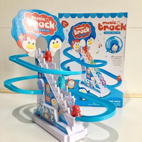 Jual Mainan Anak Music Track Penguin Balapan Seluncur Tangga Slide ...
