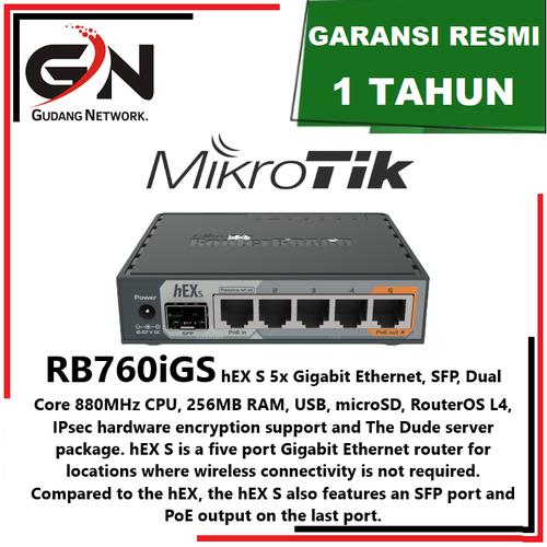 Jual Mikrotik hEX S 5x Router RB760iGS Gigabit Ethernet + SFP - Jakarta ...