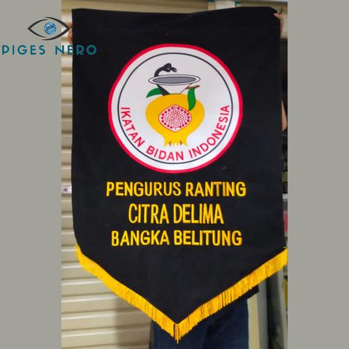 Jual Bendera Vandel Ikatan Bidan Indonesia Bordir + Palang kayu ...
